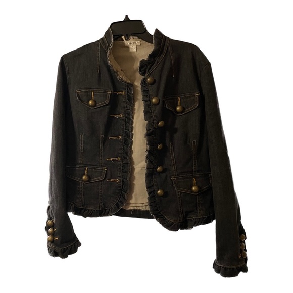 Tyler Boe | Jackets & Coats | Tyler Boe Anthropologie Blue Denim Ruffle ...